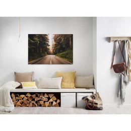 A.S. Cr&eacute;ation Leinwandbild &raquo;Road Trip&laquo; Kunst Wald 1 Stk. tlg. Landstra&szlig;e B&auml;ume Keilrahmen Natur Leinwand-Bild Wohnzimmer modern Wand gr&uuml;n Holz, Stahl B/H/T: 90cm x 