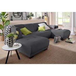 Home Affaire Wohnlandschaft &raquo;Langeland U-Form&laquo; incl. 2 Zierkissen, Recamiere wahlweise links oder rechts grau Filzoptik (100% Polyester);Struktur (100