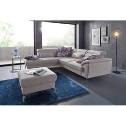 Sit & More sit&more Ecksofa &raquo;Percy L-Form&laquo; 15 cm Fu&szlig;h&ouml;he, Sitztiefenverstellung, wahlweise in 2 Fu&szlig;farben grau B/H/T: 270cm x 235cm, Feinstruktur, Ottomane links