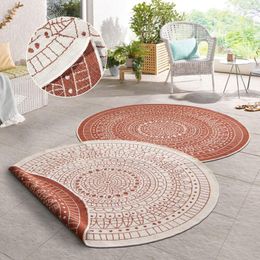 Hanse Home Teppich &raquo;Porto Wendeteppich&laquo; rund 5 mm H&ouml;he In-& Outdoor, Wetterfest, Balkon, Garten, Wohnzimmer, Wasserfest orange Kunstfaser &Oslash; 100cm 1 