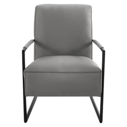 K+w Komfort & Wohnen K+W Komfort & Wohnen Cocktailsessel mit bezogenen Armlehnen, Gestell in Metall schwarz Struktur grau Microfaser 1, B/H/T: 62cm x 77cm x 83cm