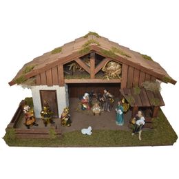 Krippe &raquo;Weihnachtsdeko&laquo; in Handarbeit gefertigt, mit Krippenfiguren beige Holzwerkstoff Einheitsgr&ouml;&szlig;e