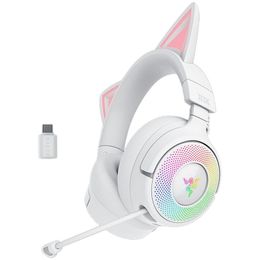 Razer Gaming-Headset &raquo;Kraken Kitty V3 Pro&laquo; Bluetooth Stummschaltung integrierte Steuerung f&uuml;r Anrufe und Musik Protein-Kunstleder mit Ohrpolstern aus 