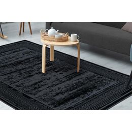 Kayoom Teppich &raquo;Kalea 325&laquo; rechteckig 8 mm H&ouml;he Flachgewebeteppich mit Relief-Design, Used-Look, moderne Farben schwarz Polyester B : 80cm 1 Stk., 8mm, L: 