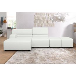 Egoitaliano Ecksofa &raquo;Babouche, Designsofa mit au&szlig;ergew&ouml;hnlichem Sitzkomfort zum Wohlf&uuml;hlen&laquo; wei&szlig; Leder &raquo;BULL&laquo; (echtes Rindsleder). Geschliffenes, pigmentiertes 