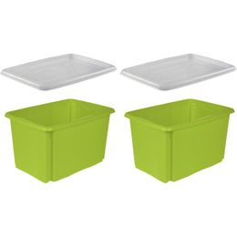 keeeper Aufbewahrungsbox &raquo;emil&laquo; 45 L, mit Deckel, hochwertiger Kunststoff gr&uuml;n Kunststoff 2 Stk., B/H/T: 39cm x 29,5cm x 54,5cm