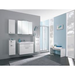 Badm&ouml;bel-Set &raquo;Quickset 312 5-teilig, Keramik-Waschtisch und LED-Spiegelschrank&laquo; Set, 5 Stk. tlg. wei&szlig; Holzwerkstoff, Keramik B/H/T: 143cmcm x 48cmcm