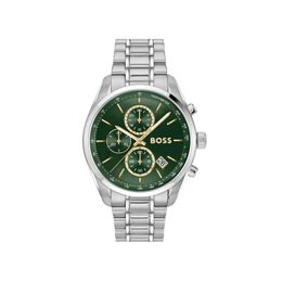 BOSS Herren BOSS Chronograph &raquo;GRAND PRIX 44&laquo; Armbanduhr, Herrenuhr, Edelstahlarmband, analog, Tag, Stoppfunktion gr&uuml;n Einheitsgr&ouml;&szlig;e