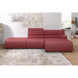 Egoitaliano Ecksofa &raquo;Babouche, Designsofa mit au&szlig;ergew&ouml;hnlichem Sitzkomfort zum Wohlf&uuml;hlen&laquo; rot Leder &raquo;BULL&laquo; (echtes Rindsleder). Geschliffenes, pigmentiertes und