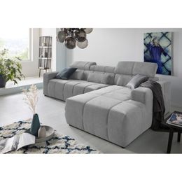 DOMO collection Ecksofa &raquo;BRANDON 289x177x80 cm, whlw. mit Sitztiefenverstellung, L-Form&laquo; mit Kopfteilverstellung, wahlweise Sitztiefenverstellung, L-