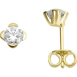 Firetti Damen Paar Ohrstecker &raquo;Schmuck Geschenk Gold 333 Ohrschmuck Ohrringe Solit&auml;r Blume&laquo; mit Zirkonia (synth.) gold 0,6mm, Gelbgold 333