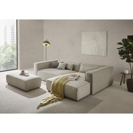 LeGer Home by Lena Gercke Ecksofa &raquo;PIARA XXL Struktur, L-Form, Schlaffunktion&laquo; Hocker stellbar zum Schlafsofa (Krokodilverbinder), tiefe Sitzfl&auml;che 