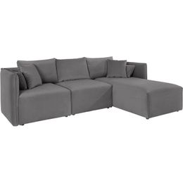 OTTO home Ecksofa &raquo;N&ouml;re L-Form&laquo; 3 Teile, in vielen Bezugsqualit&auml;ten und Farben. Modulteile s. "N&ouml;re" grau Samtoptik (100% Polyester) B/H/T: 262cm x 