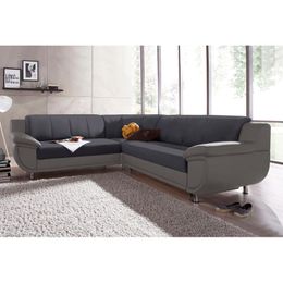Trendmanufaktur Ecksofa &raquo;Rondo 3, zeitlos und modern, im Materialmix, L-Form&laquo; wahlweise Federkern f&uuml;r hohen Sitzkomfort, wahlweise Bettfunktion grau 