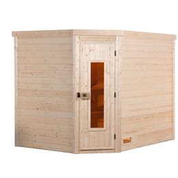 Weka Sauna &raquo;Massivholzsauna TURKU 3&laquo; Blockbohlen, isolierte Holzt&uuml;r beige Saunaofen, externe Steuerung, 9 kW