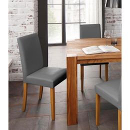 OTTO home Esszimmerstuhl &raquo;Lucca&laquo; (Set) 2 Stk. grau Massivholz B/H/T: 43cm x 92cm x 56cm, 2 Stk., Kunstleder Polyester, Buchefarbene Beine