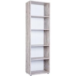 OTTO home Standregal &raquo;Standregal &raquo;Riekke&laquo;&laquo; 1 Stk. tlg. Standregal, 5 offene F&auml;cher,2 Einlegeb&ouml;den 3-fach h&ouml;henverstellbar wei&szlig; Holzwerkstoff B/H/T: 