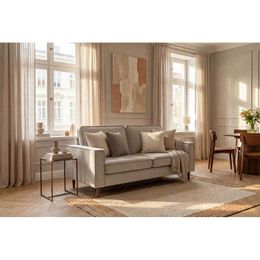 OTTO home 2-Sitzer &raquo;Pinto Skandi, 166 cm, Chenille, Struktur&laquo; mit Keder, Massivholzf&uuml;&szlig;e Eiche ger&auml;uchert, Wellenunterfederung beige 100% Polyester B/H