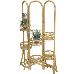 Home Affaire Paravent Rattan mit Blumenhalterung beige B/H/T: 90cm x 150cm x 31cm