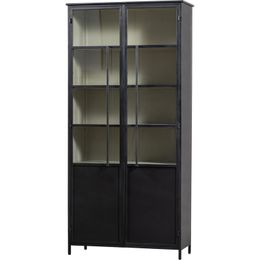 Woood Vitrine &raquo;Exhibit Metall pulverbeschichtet, H 173 x B 99 x D 45 cm&laquo; Die Vitrine Exhibit aus mattem Metall hat 5 stabile Einlegeb&ouml;den. schwarz 