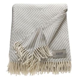 Sch&ouml;ner Wohnen Sch&ouml;ner Wohnen Plaid Tebas, Hellgrau, Beige, Textil, Graphik, 140x200 cm, Fransen, Wohntextilien, Decken, Plaids
