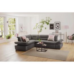 Home Affaire Ecksofa &raquo;Avesa L-Form&laquo; Wahlweise mit Arm- und Bettfunktion, B/T/H: 275/211/80 cm grau 100% Polyester B/H/T: 275cm x 80cm x 211cm, Luxus-