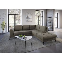 Sit & More sit&more Ecksofa &raquo;Bendigo L-Form&laquo; inklusive Sitztiefenverstellung, Bodenfreiheit 12 cm, in 2 Fu&szlig;farben braun B/H/T: 258cm x 84cm x 226cm, NaturLEDER ,