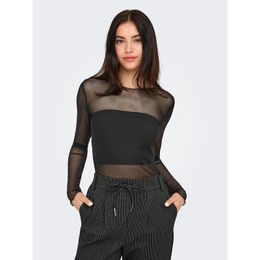 Jacqueline de Yong Jdy Damen JDY Langarmshirt &raquo;JDYELSA NEW L/S O NECK TOP JRS NOOS&laquo; leicht transparenter Look schwarz S