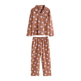 next Pyjama M&auml;dchen Gr&ouml;&szlig;e 110 braun / offwhite