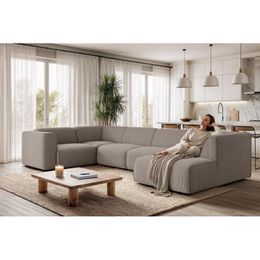 OTTO home Wohnlandschaft &raquo;Merid U-Form, B: 367 cm&laquo; jederzeit durch Module erweiterbar grau 100% Polyester B/H/T: 367cm x 70cm x 206cm, Cord, Ottomane 