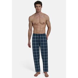Tom Tailor Herren Tom Tailor Pyjamahose &raquo;Milos&laquo; lang, kariert, leicht, weit, breiter Bund, mit Logo, Baumwolle blau 52, N-Gr