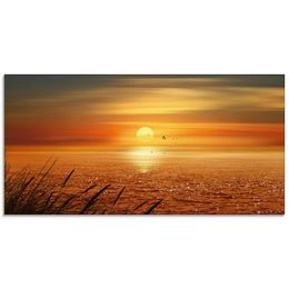 Artland Glasbild &raquo;Sonnenuntergang &uuml;ber dem Meer&laquo; Sonnenaufgang & -untergang 1 Stk. tlg. in verschiedenen Gr&ouml;&szlig;en orange B/H/T: 100cm x 50cm, Glasbild 