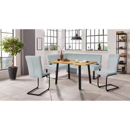 OTTO home Eckbankgruppe &raquo;Oliver&laquo; Set, 4-tlg, 4 Stk. tlg. Eckbank mit Wellenunterfederung im Sitz, Tisch Massiv Eiche blau 92% PES, 8% Naylon B/H/T: 