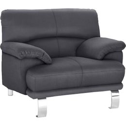 Trendmanufaktur Sessel &raquo;Cecilia II, Loungesessel in italienischem Design&laquo; breite und bequeme Armlehnen grau Microfaser Vintage (100% Polyester);