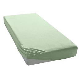 Elegante Spannbettlaken &raquo;Mako-Jersey&laquo; in hochwertiger Qualit&auml;t mit Elasthan-Anteil gr&uuml;n Mako-Jersey, Obermaterial: 97% Baumwolle, 3% Elasthan 1 Stk., Mako-