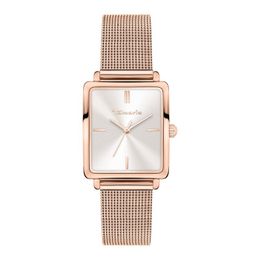 Tamaris Damen Quarzuhr &raquo;Square Meets Mesh&laquo; Armbanduhr, Damenuhr, Edelstahlarmband, analog rosa Einheitsgr&ouml;&szlig;e