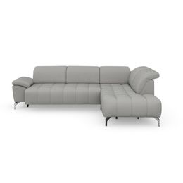 Sit & More sit&more Ecksofa &raquo;Cool L-Form&laquo; wahlweise mit Kopfteilverstellung und Vorziehsitz, motorisch silber B/H/T: 272cm x 79cm x 220cm, Luxus-Microfaser Paris