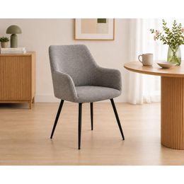 ACTONA GROUP Esszimmerstuhl &raquo;Glenda 2er Set, Stoff - mit Armlehne & gepolstert in mehreren Farben&laquo; () Stoff, schwarze Stahlbeine, Armlehne, 2er-Set, 