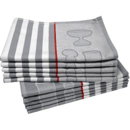 Dyckhoff Geschirrtuch &raquo;Gl&auml;ser / Halbleinen&laquo; mit Gl&auml;ser & Streifen Motiv, Ma&szlig;e je Tuch ca. 50x70 cm grau 45% Leinen, 55% Baumwolle 10 Stk., 45 % Leinen 55 % 