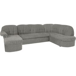 DOMO collection Wohnlandschaft &raquo;Pegnitz, zeitlos&modern, elegante R&uuml;ckensteppung, Breite 292cm, U-Form&laquo; wahlweise mit Bettfunktion grau 100% Polyester