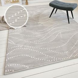 OTTO home Teppich &raquo;Adlee&laquo; rechteckig 12 mm H&ouml;he Kurzflorteppich, gewebt, geometrisch, Wohnzimmer, modern, Punkte grau Polyester B : 200cm 1 Stk., 12mm