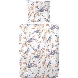 Primera Bettw&auml;sche &raquo;Windspiel&laquo; 2 Stk. mit frischen Blumenranken beige Renforc&eacute; (Bio-Baumwolle), Obermaterial: 100% Baumwolle B/L: 155cm x 220cm, 1 Stk., 1 Stk