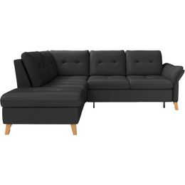 Sit & More sit&more Ecksofa &raquo;G&ouml;teborg&laquo; inkl. Sitztiefenverstellung, wahlweise mit Bettfunktion & Bettkasten schwarz B/H/T: 250cm x 90cm x 226cm, NaturLEDER , 