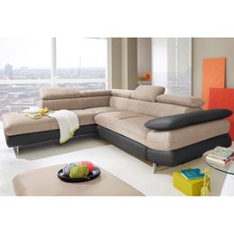 COTTA Ecksofa &raquo;Solution L-Form, Design Sofa, bequeme Wellenunterfederung, Design Fu&szlig;&laquo; mit Arm- & Kopfteilverstellung, wahlweise mit Schlaffunktion 