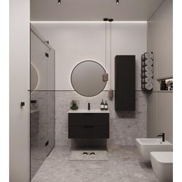 Welltime Waschtisch &raquo;TIBU mit Waschbecken. 2 Schubladen. 2 Breiten (60/80cm) und 4 Farben&laquo; Badschrank mit Waschbecken, Softclose, Ma&szlig;e B/H/T: 81,5/53/
