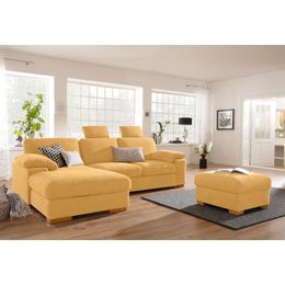 OTTO home Ecksofa &raquo;Ventura L-Form&laquo; wahlweise mit Schlaffunktion und Schlaffunktion/Bettkasten gelb Luxus-Microfaser in Lederoptik (100% Polyester);