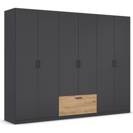 Rauch Dreht&uuml;renschrank &raquo;Kleiderschrank Schrank Garderobe W&auml;scheschrank BARI&laquo; mit Schubasten mittig, moderner Griff in Graumetallic MADE IN GERMANY 