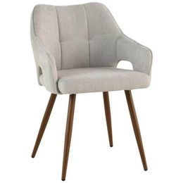 Livetastic Armlehnstuhl, Hellgrau, Holz, Metall, Textil, Pappel, Sperrholz, Rundrohr, 55x80x60 cm, Esszimmer, St&uuml;hle, Esszimmerst&uuml;hle, Armlehnenst&uuml;hle