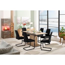 Hela Essgruppe &raquo;Ariana, Esstisch mit 6 St&uuml;hlen, ausziehbarer K&uuml;chentisch&laquo; Set, 1 Tisch ausziehbar / 6 St&uuml;hle, 7 Stk. tlg. Tisch 120-160cm, 6 St&uuml;hle 