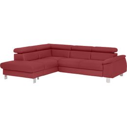 COTTA Ecksofa &raquo;Komaris L-Form, B: 249 cm&laquo; mit Kopfteilverstellung, optional Schlaffunktion, Bettkasten & Licht rot Microfaser PRIMABELLE (100% 